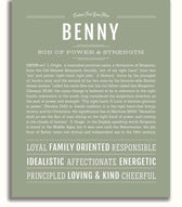 Benny Personalized Name Meaning Art Prints – Name Stories