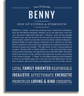 Benny Personalized Name Meaning Art Prints – Name Stories