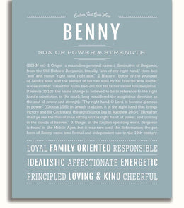 Benny Personalized Name Meaning Art Prints – Name Stories