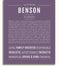 Benson Personalized Name Meaning Art Prints – Name Stories