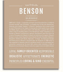 Benson Personalized Name Meaning Art Prints – Name Stories
