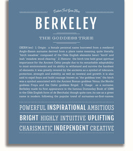 Berkeley | Name Art Print – Name Stories