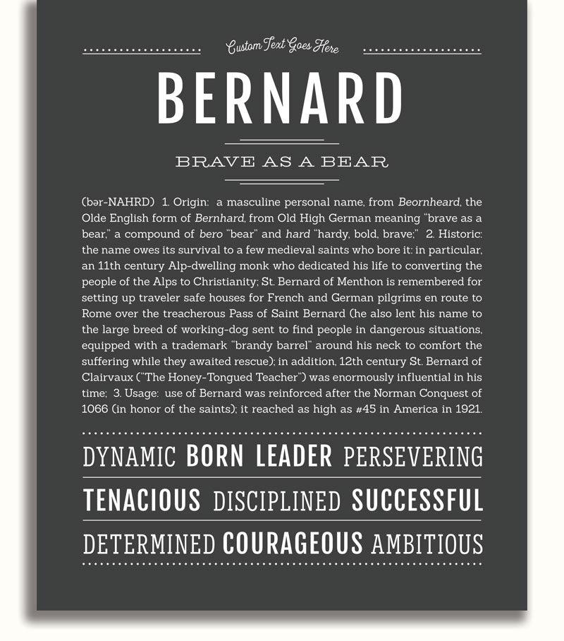 Bernard Personalized Name Meaning Art Prints – Name Stories