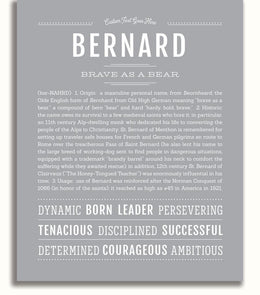 Bernard Personalized Name Meaning Art Prints – Name Stories