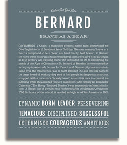 Bernard Personalized Name Meaning Art Prints – Name Stories