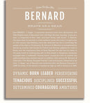 Bernard Personalized Name Meaning Art Prints – Name Stories