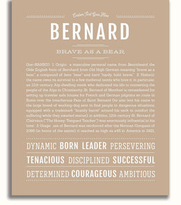 Bernard Personalized Name Meaning Art Prints – Name Stories