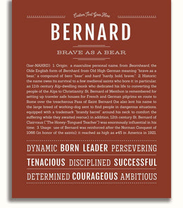Bernard Personalized Name Meaning Art Prints – Name Stories