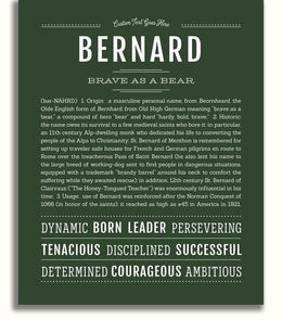 Bernard Personalized Name Meaning Art Prints – Name Stories