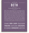 Beth | Name Art Print – Name Stories