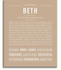 Beth | Name Art Print – Name Stories