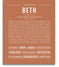 Beth Personalized Name Meaning Art Prints – Name Stories