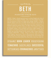 Beth Personalized Name Meaning Art Prints – Name Stories