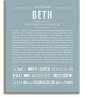 Beth Personalized Name Meaning Art Prints – Name Stories