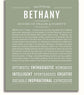 Bethany Personalized Name Meaning Art Prints – Name Stories
