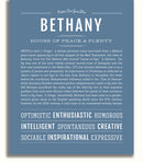 Bethany Personalized Name Meaning Art Prints – Name Stories