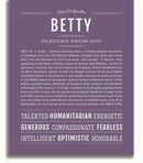 Betty Personalized Name Meaning Art Prints – Name Stories