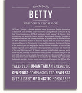 Betty Personalized Name Meaning Art Prints – Name Stories