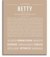 Betty | Name Art Print - Personalized Custom Gifts – Name Stories