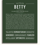 Betty Personalized Name Meaning Art Prints – Name Stories