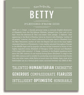 Betty Personalized Name Meaning Art Prints – Name Stories