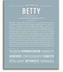 Betty Personalized Name Meaning Art Prints – Name Stories
