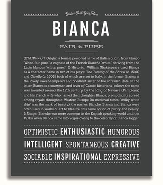 Bianca Personalized Name Meaning Art Prints – Name Stories