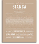 Bianca Personalized Name Meaning Art Prints – Name Stories