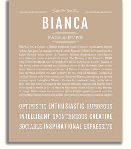 Bianca Personalized Name Meaning Art Prints – Name Stories