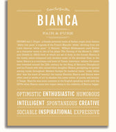 Bianca Personalized Name Meaning Art Prints – Name Stories