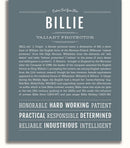 Billie Personalized Name Meaning Art Prints – Name Stories