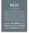 Billie Personalized Name Meaning Art Prints – Name Stories