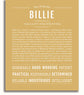 Billie Personalized Name Meaning Art Prints – Name Stories