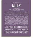Billy Personalized Name Meaning Art Prints – Name Stories
