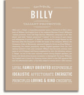 Billy Personalized Name Meaning Art Prints – Name Stories