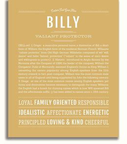 Billy | Name Art Print – Name Stories