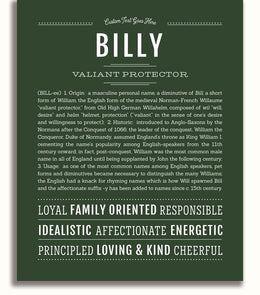Billy | Name Art Print – Name Stories
