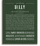 Billy Personalized Name Meaning Art Prints – Name Stories