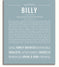 Billy Personalized Name Meaning Art Prints – Name Stories