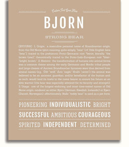 Bjorn Personalized Name Meaning Art Prints – Name Stories