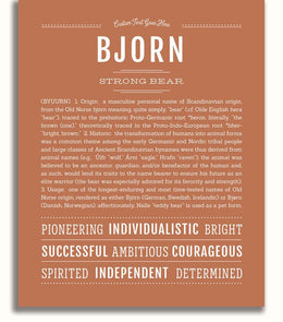 Bjorn Personalized Name Meaning Art Prints – Name Stories