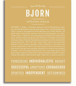 Bjorn Personalized Name Meaning Art Prints – Name Stories