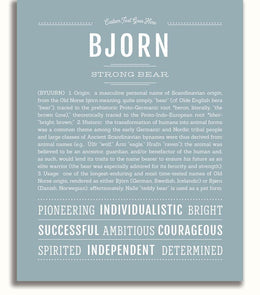 Bjorn Personalized Name Meaning Art Prints – Name Stories