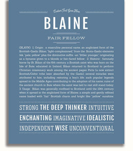 Blaine Personalized Name Meaning Art Prints – Name Stories