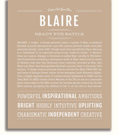 Blaire Personalized Name Meaning Art Prints – Name Stories