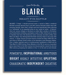 Blaire Personalized Name Meaning Art Prints – Name Stories