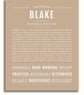 Blake Personalized Name Meaning Art Prints – Name Stories