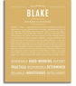 Blake Personalized Name Meaning Art Prints – Name Stories