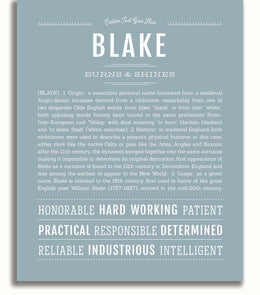 Blake (male) | Name Art Print – Name Stories