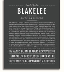 Blakelee Personalized Name Meaning Art Prints – Name Stories